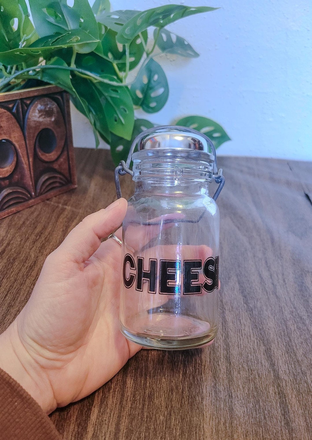 Vintage 70s Cheese Shaker, Wheaton Glass Jar With Metal Wire Bail Lid ...