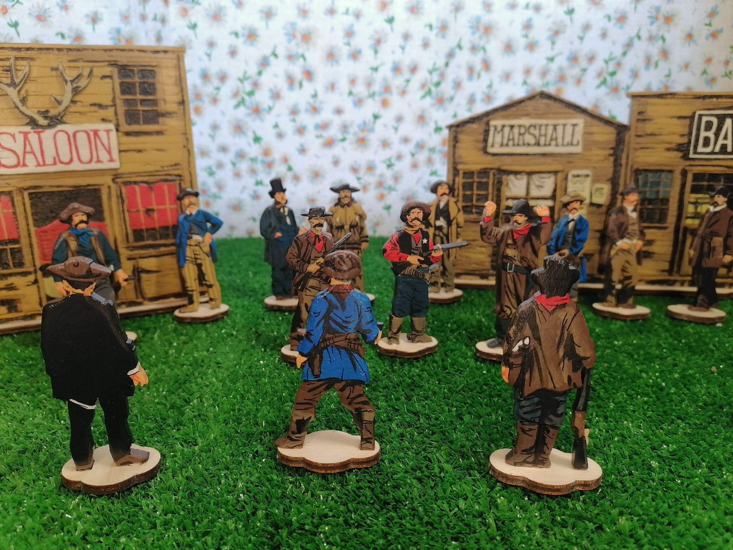 Wooden Soldiers Toy Set Wild West Cowboys Miniature Figures | Etsy