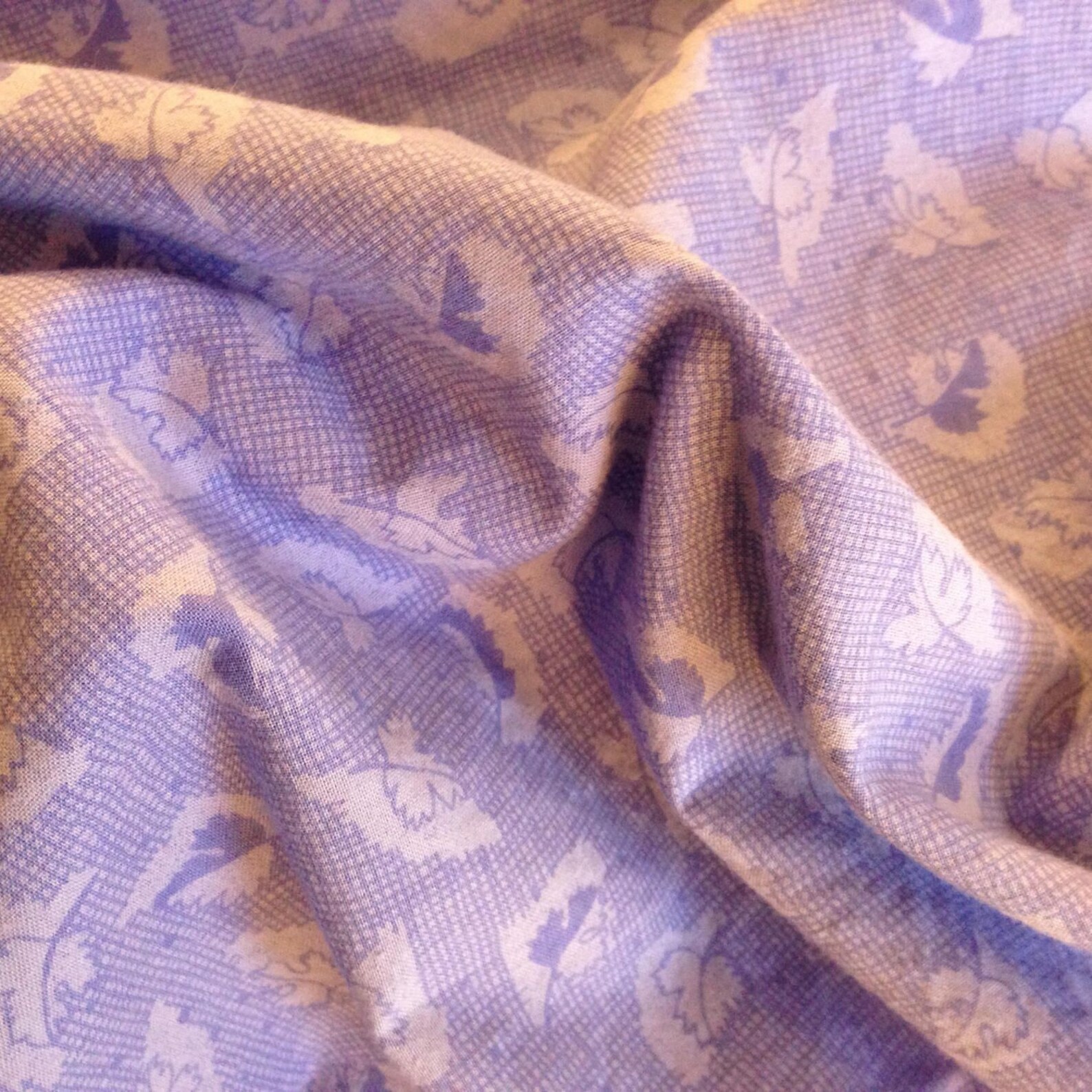 Lavender Quilting Calico With a Floating Leaf Design, About 1 2/3 Yards ...