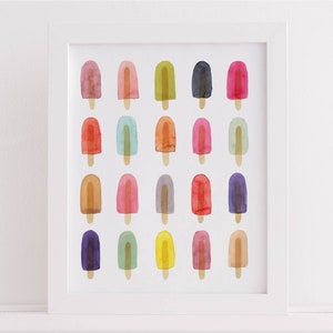 Rainbow Popsicle Watercolor Print: Summer Kitchen Art - Etsy