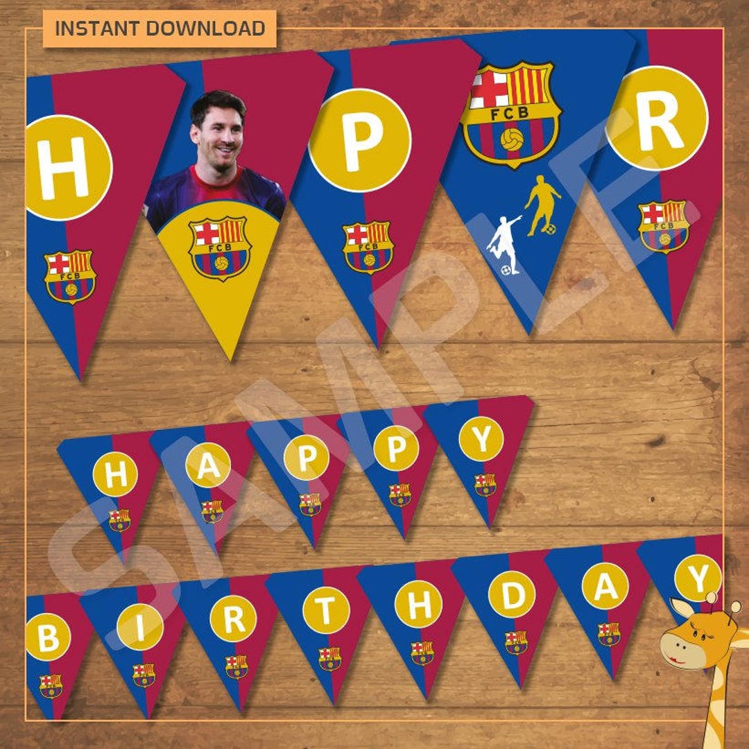 Barcelona Banner for Birthday Party, Barca Party - INSTANT DOWNLOAD ...