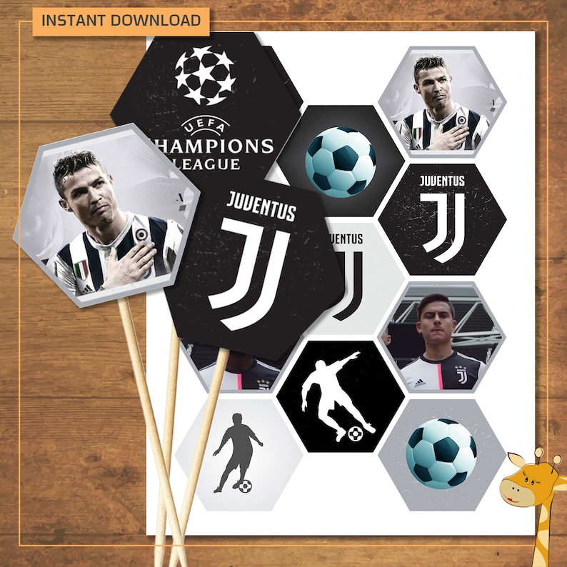 11 UVENTUS Cupcake Toppers, Birthday Party - Instant Download - Digital ...