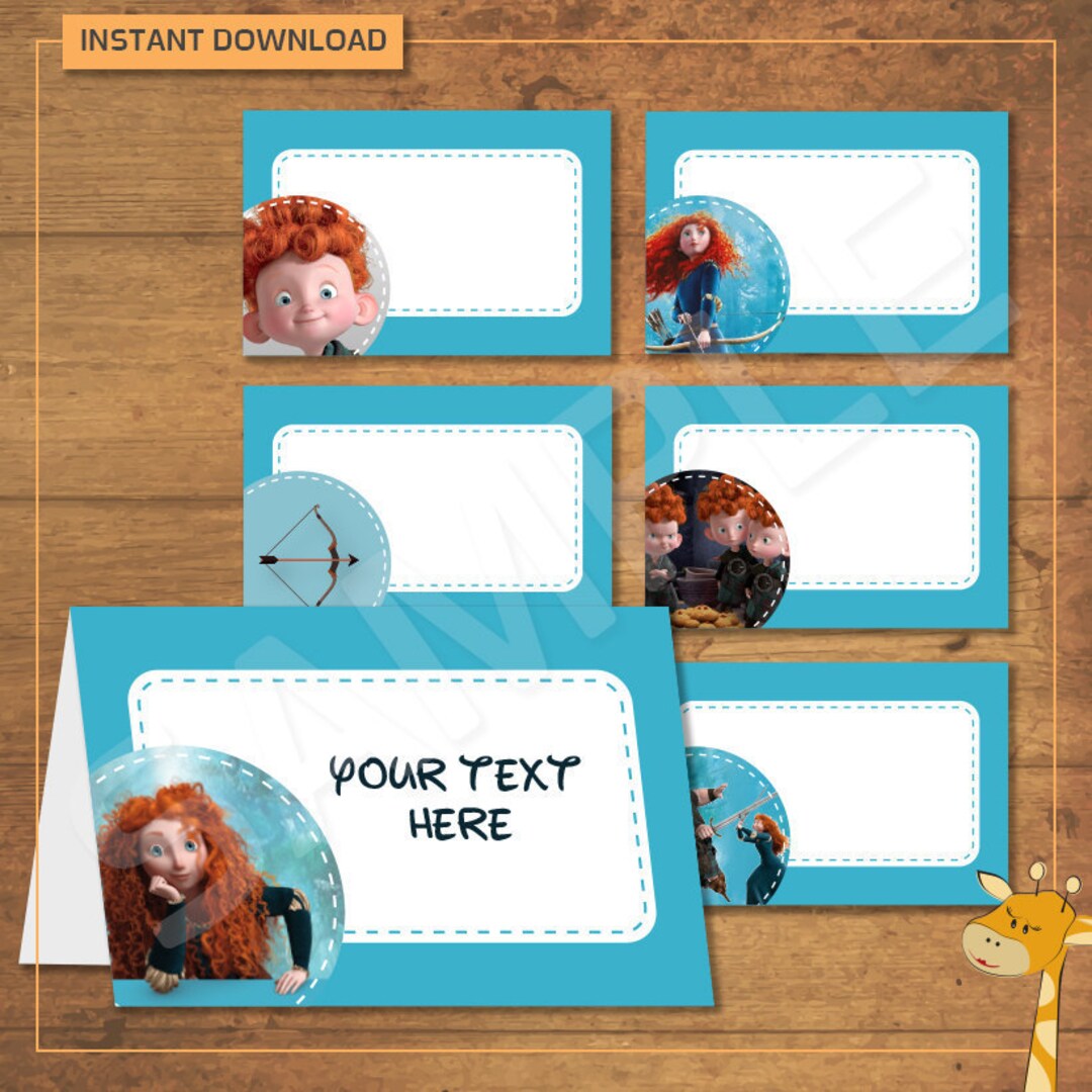 BRAVE Food Cards, Tent Card, Printable, Party Labels - Instant Download ...