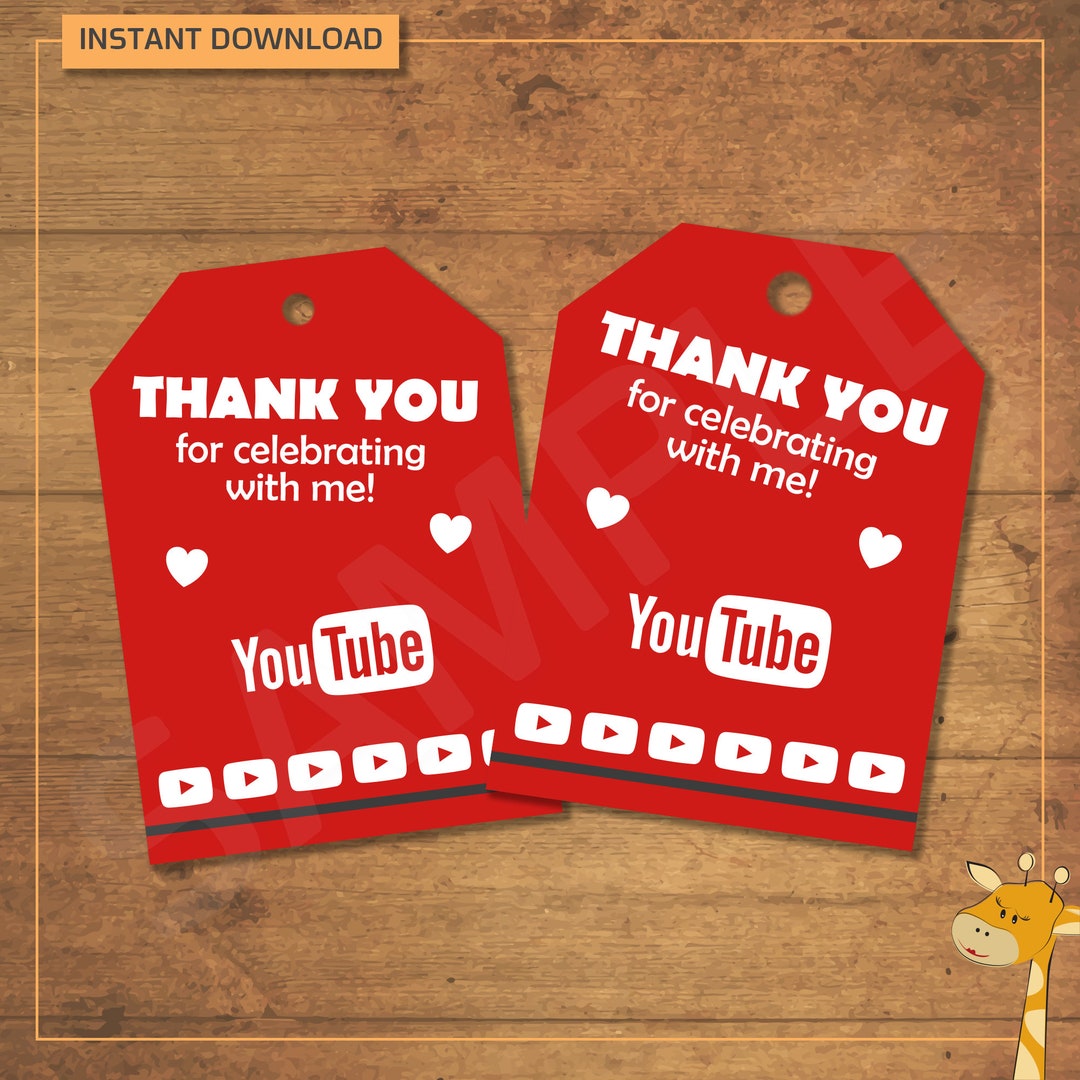 12 Youtube Thank-you - INSTANT DOWNLOAD - Birthday Party, Youtube Party ...