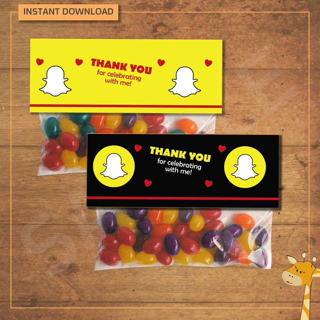 Snapchat Candy Bag Toppers Birthday Party, Snapchat Favor Bag - Instant ...