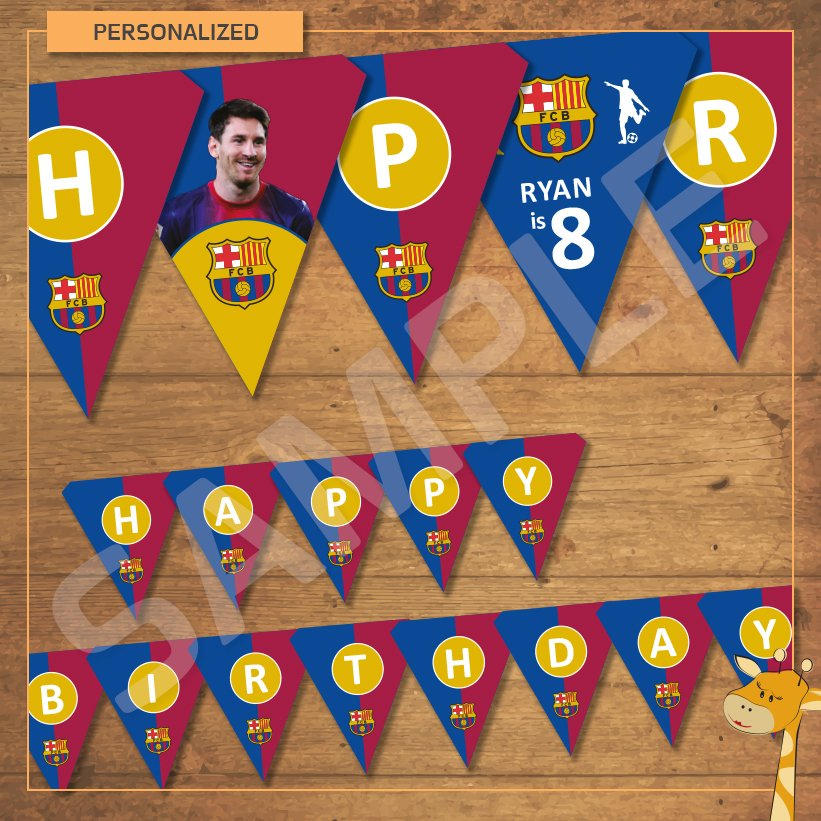 Barcelona Banner for Birthday Party, Football Party, Musicly Banner ...