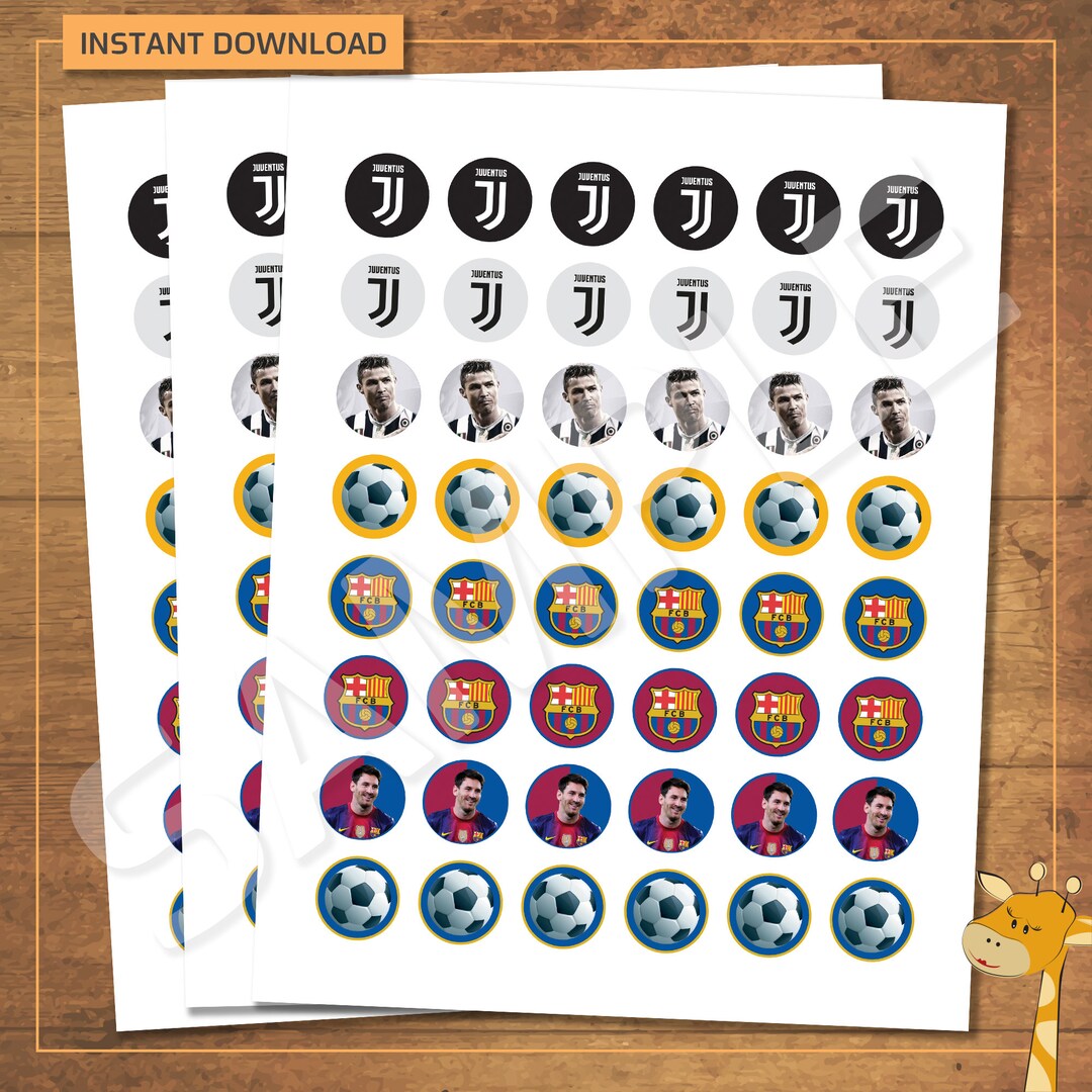 1 Inch Circle Bottlecap Messi Ronaldo, Stickers, Cupcake Topper ...