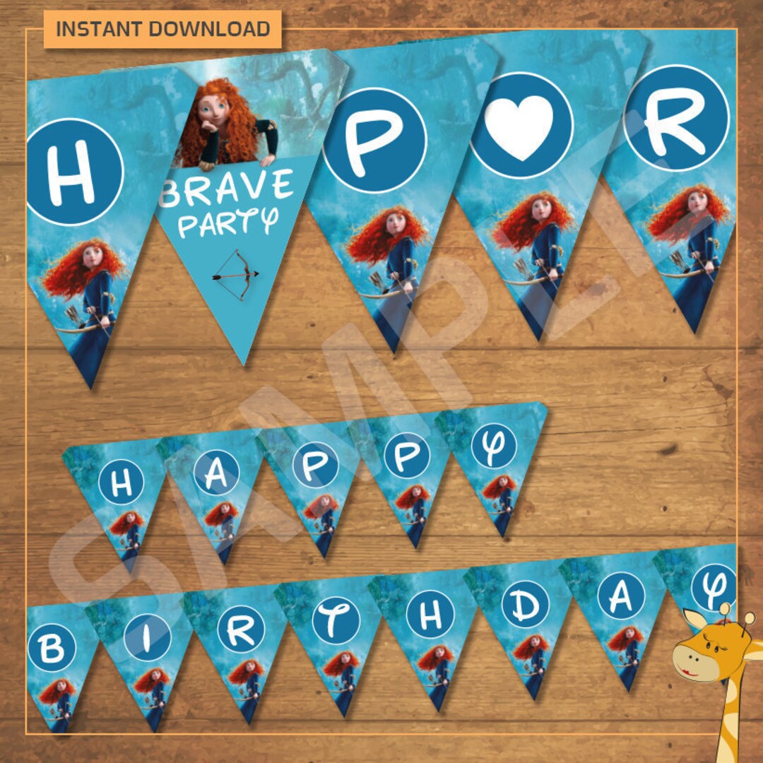 BRAVE Banner for Birthday Party, DISNEY Party, Birthday Banner ...