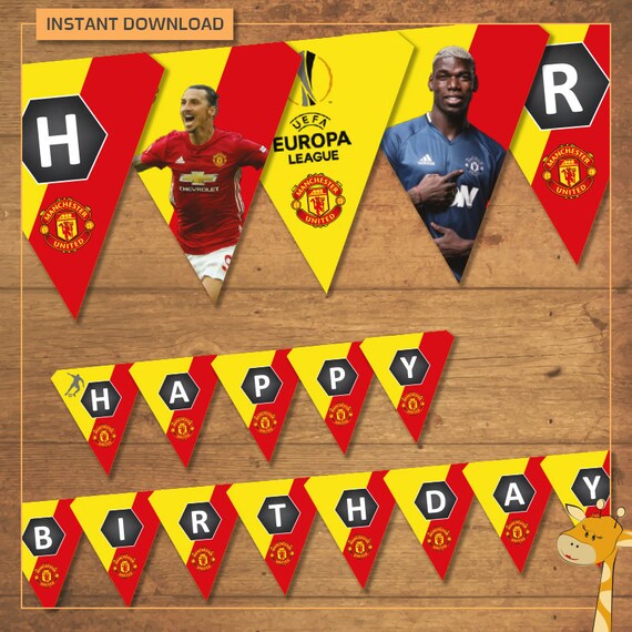 Manchester United banner for birthday party football party | Etsy