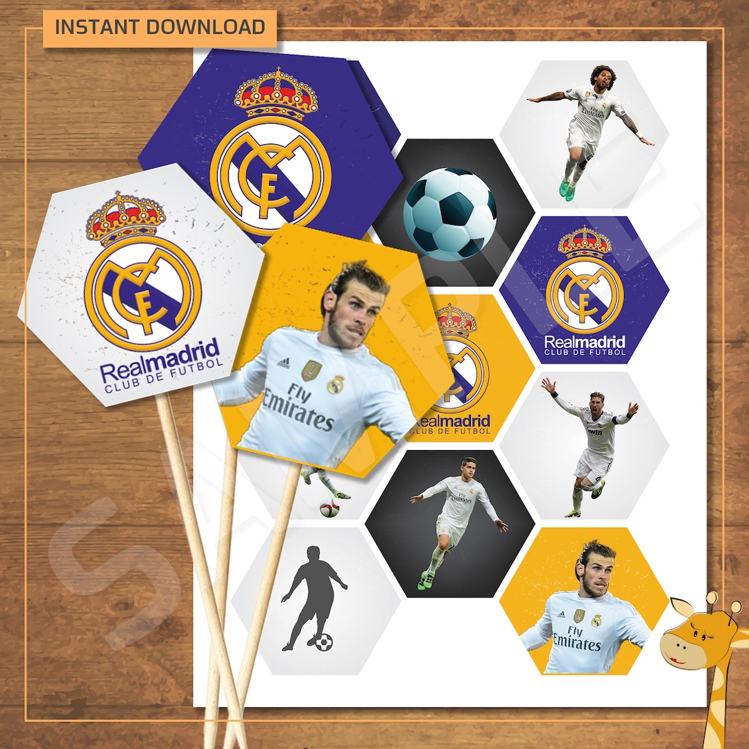 11 Real Madrid Cupcake Toppers Real Birthday Party Instant Download