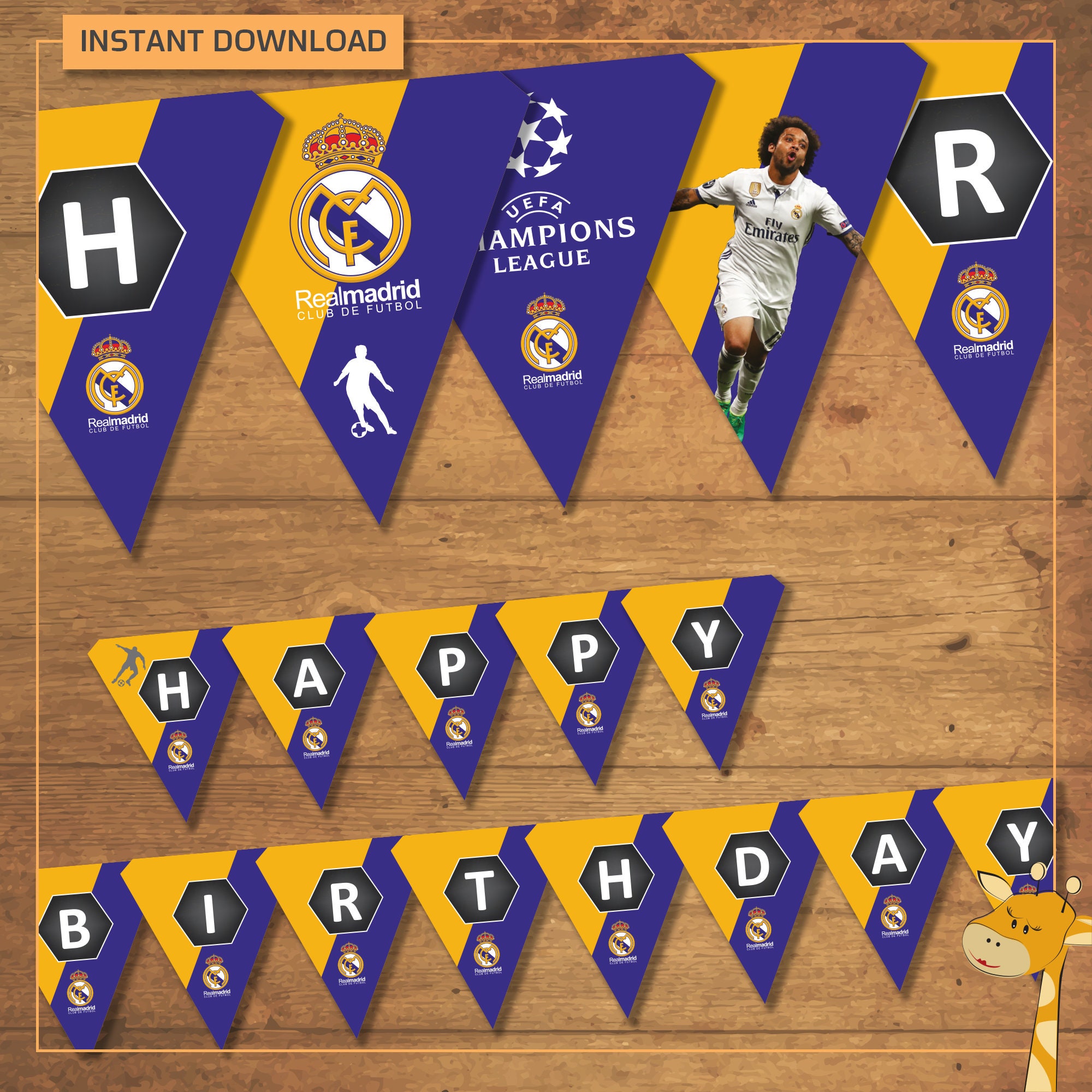 Real Madrid Banner for Birthday Party, Football Party - INSTANT ...