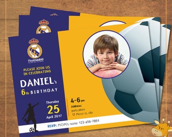 Real Madrid Invitations PERSONALIZED Invitation for Birthday | Etsy