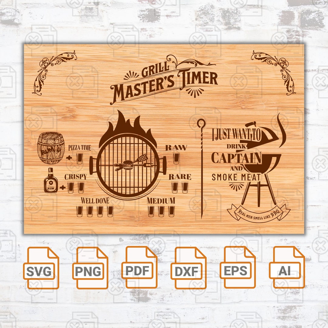 BBQ Grill Chart SVG: Grillmaster Cutting Board Design (digital Download ...
