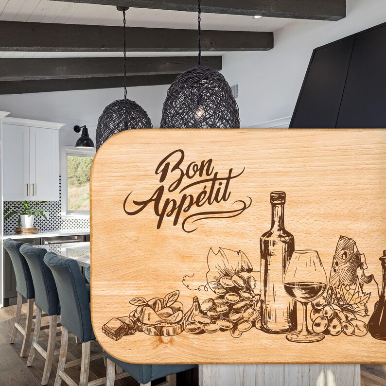 Bon Appetit Cutting Board Svg| Chopping Board| Kitchen Towel| Laser ...