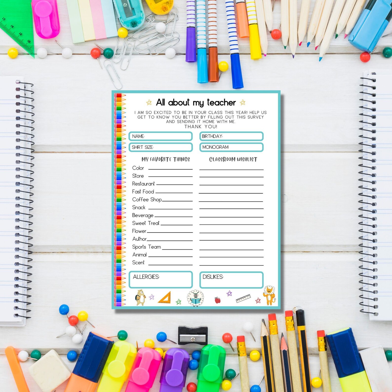 Back to School Teacher Survey Template Teacher Survey All - Etsy