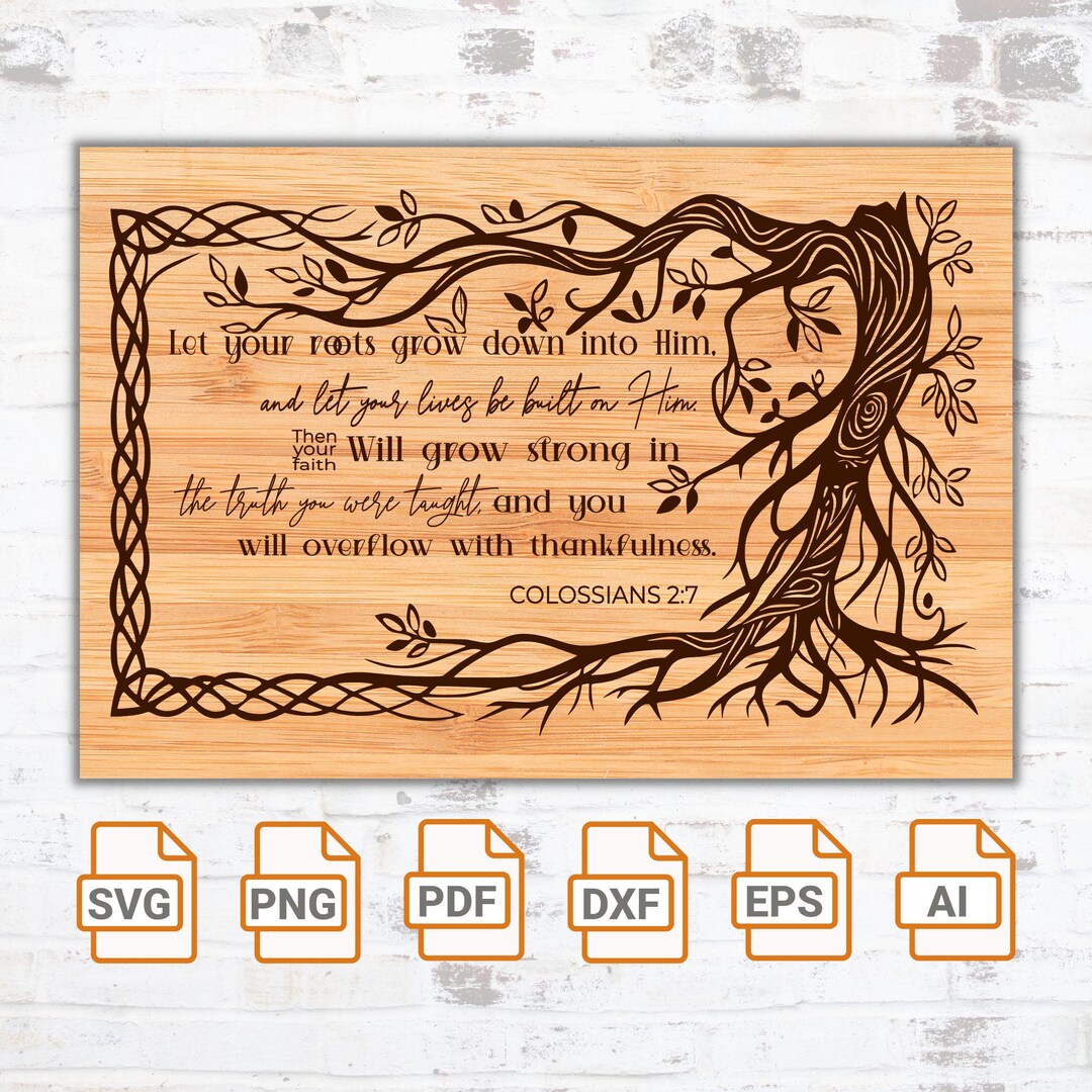 Let Your Roots Grow Down SVG: Vintage Laser Engraving Design (digital ...