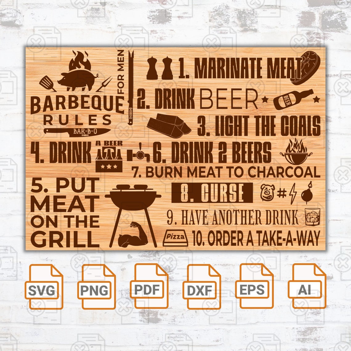 BBQ Grill Chart SVG: Grillmaster Cutting Board Design (digital Download ...