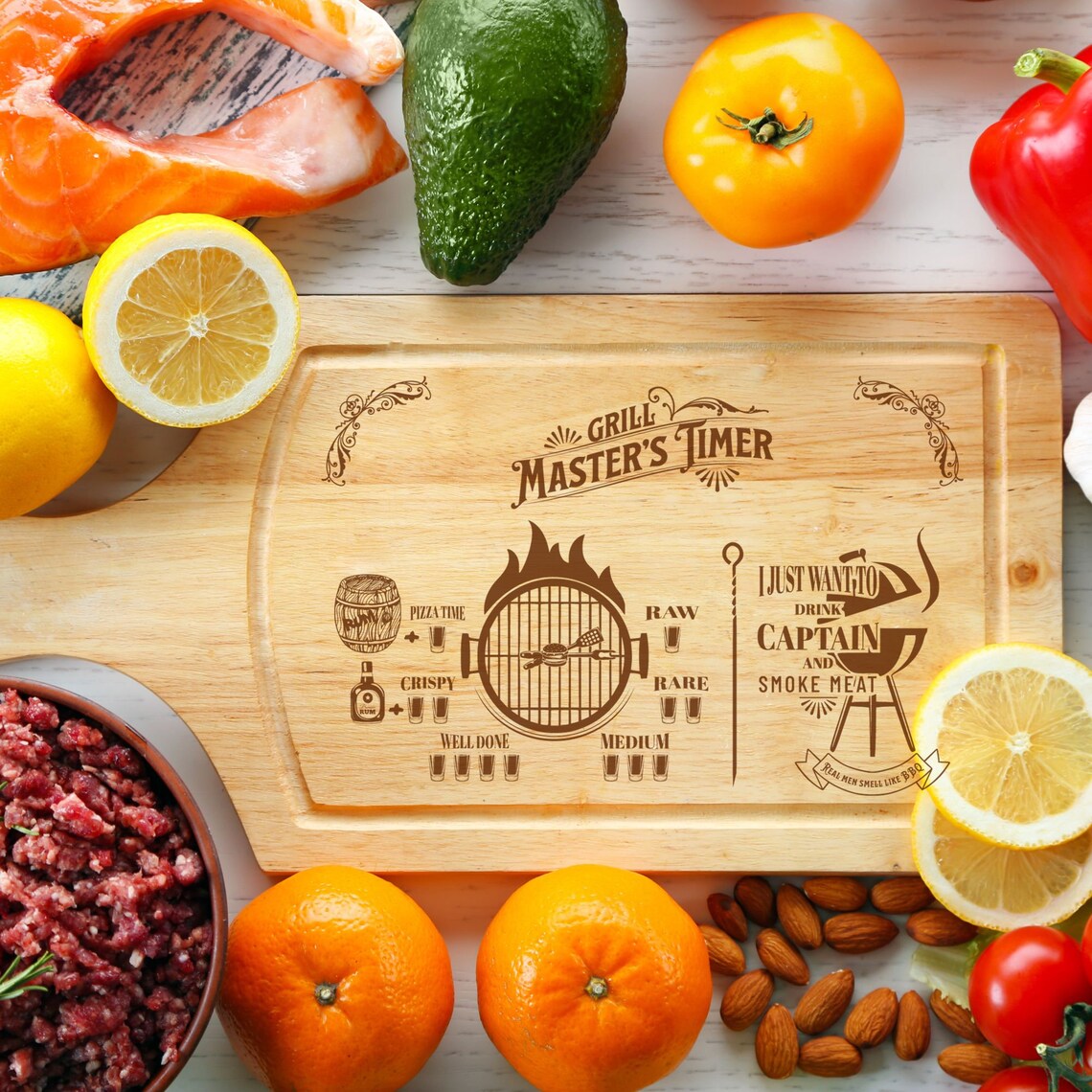 BBQ Grill Chart SVG: Grillmaster Cutting Board Design (digital Download ...