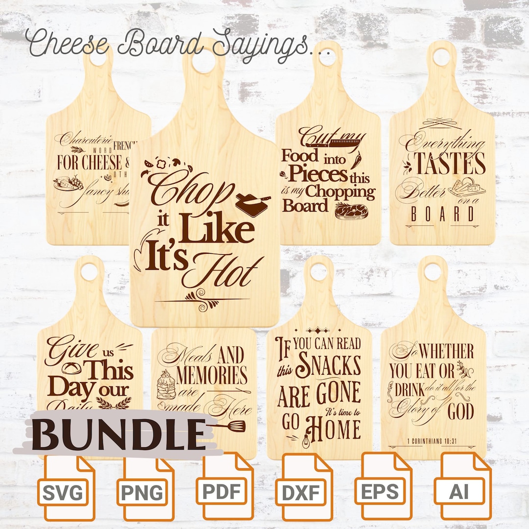 Cheese Board Sayings Bundle Svg File| Cutting Board SVG| Cricut| Cut Files| Charcuterie Board ...