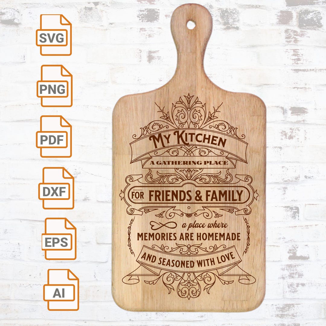 Kitchen Gathering Place SVG: Cutting Board Sign, Cricut Files (digital ...