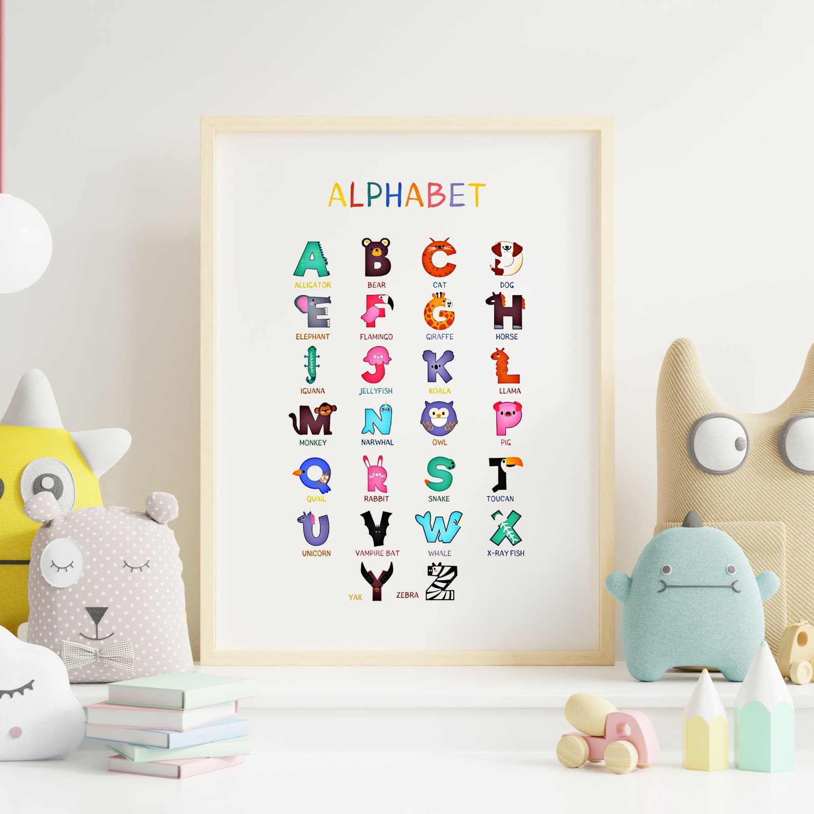 Educational Poster Home School Printable Alphabet Poster - Etsy