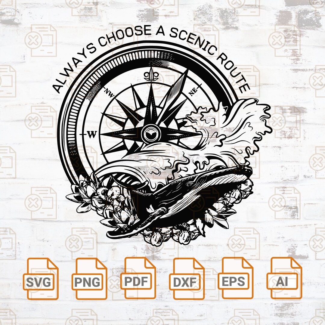 Compass Bundle Svg, Always Take the Scenic Route Camping Travel ...
