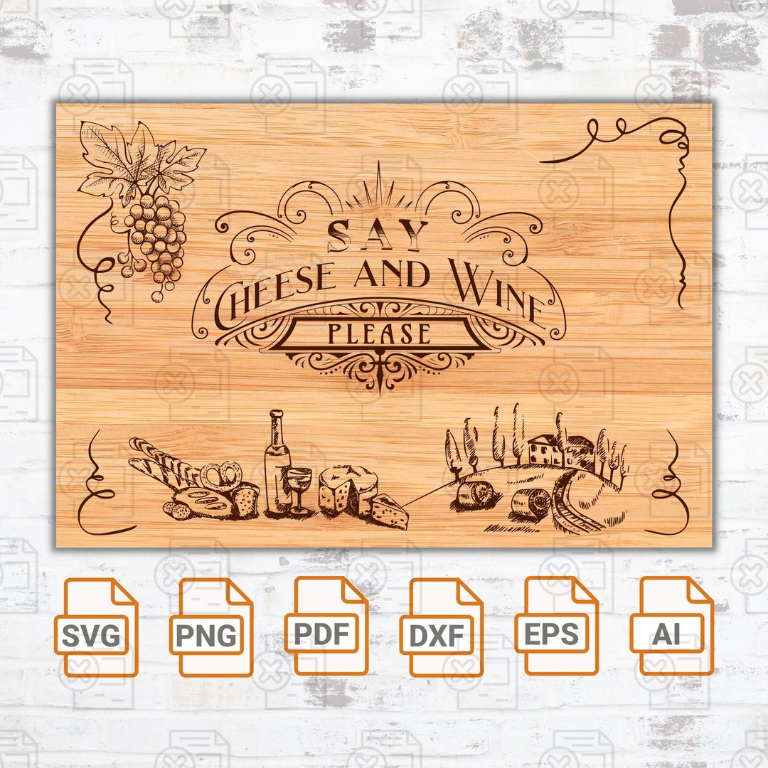 Funny Charcuterie Board SVG: Cheese & Wine Engrave Files - Etsy