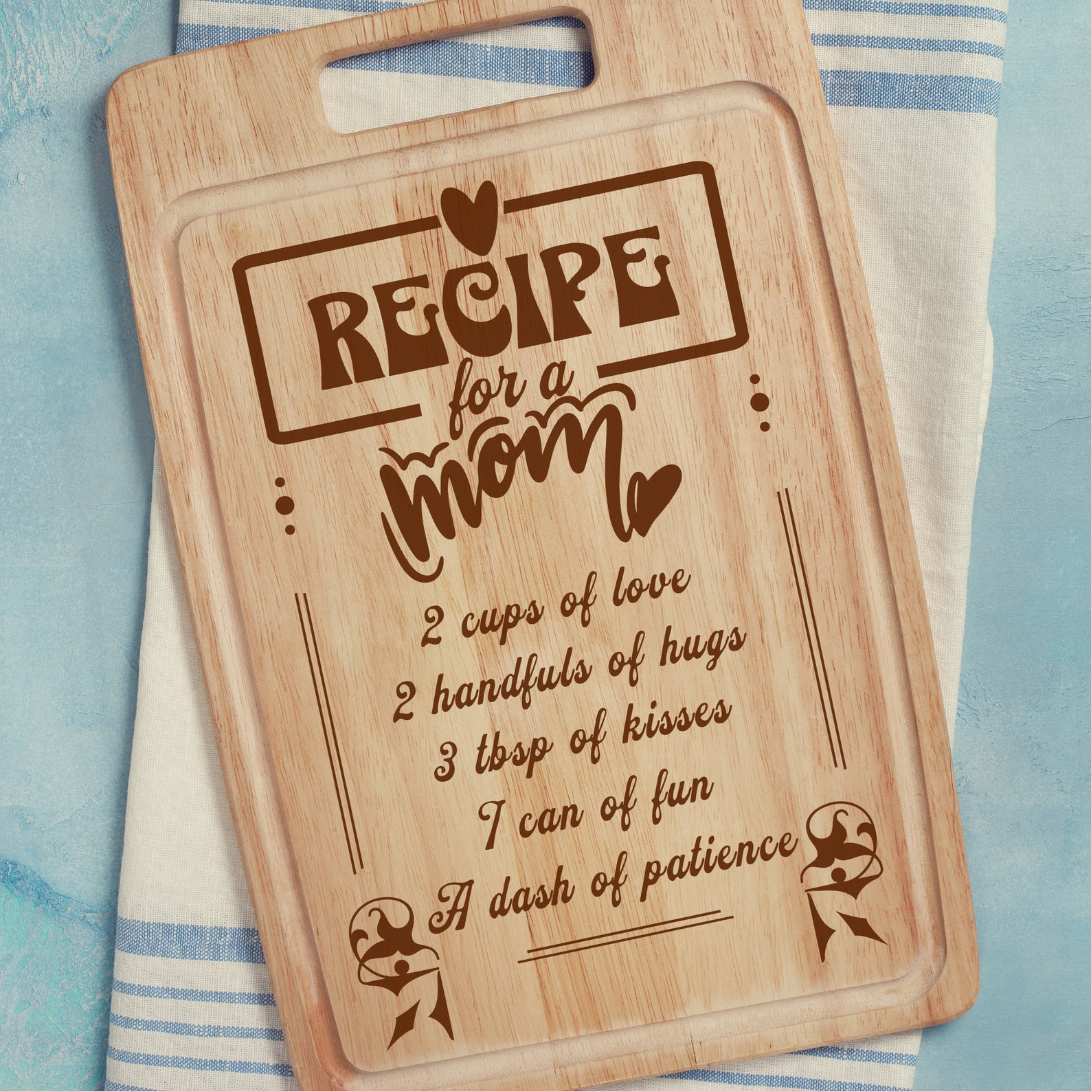 Recipe for Mom Cutting Board SVG: Mother's Day Kitchen Sign (digital ...
