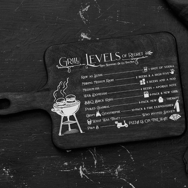 Funny BBQ Grill Chart SVG File: Grillmaster Cutting Board Design ...
