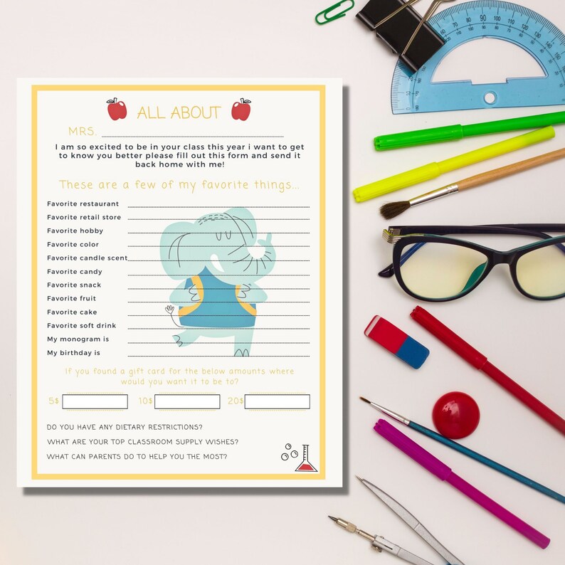 Back to School Teacher Survey Template Teacher Survey All - Etsy