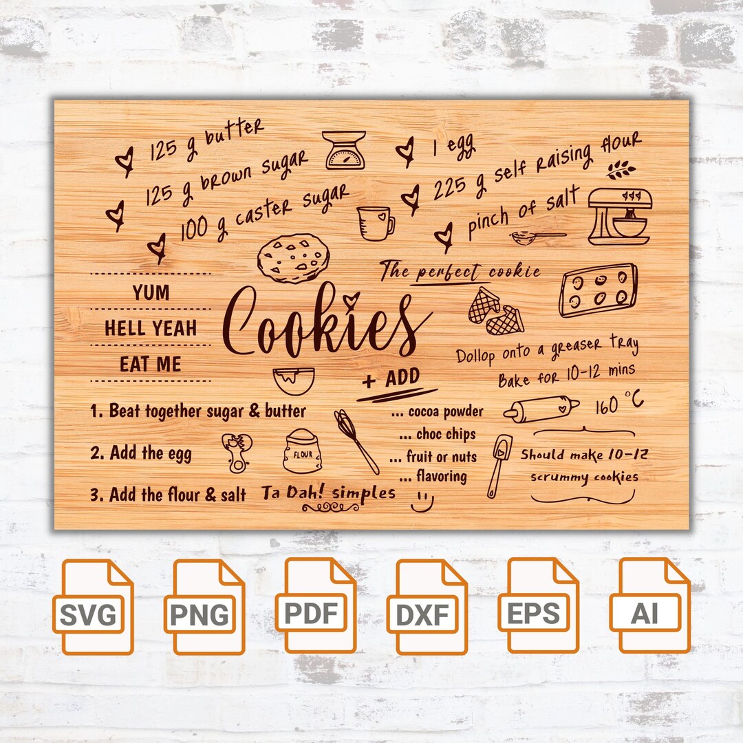 Recipes Custom Illustrated| Recipe Template| Chocolate Chip Cookie ...