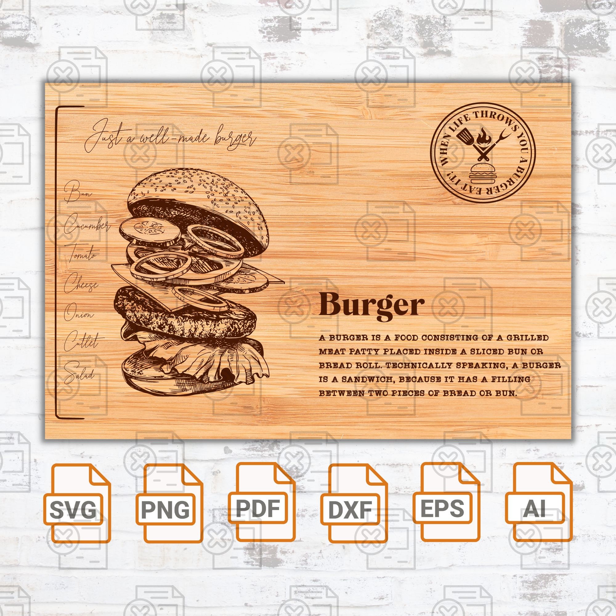 Burger SVG Modern Svg Design SVG Files for Cricut Burger - Etsy UK