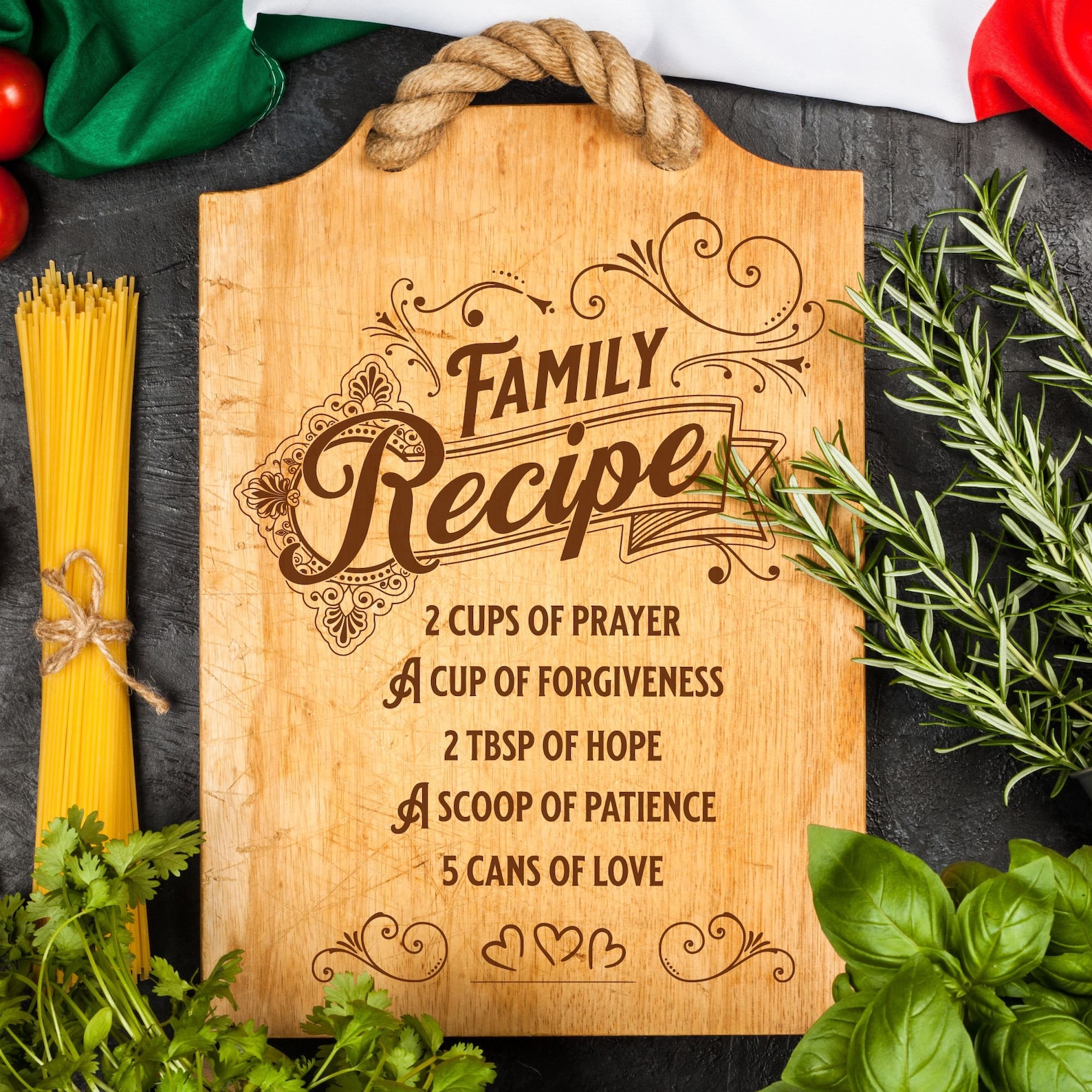 Family Recipe SVG File: Kitchen Sign, Cutting Board Design (digital ...