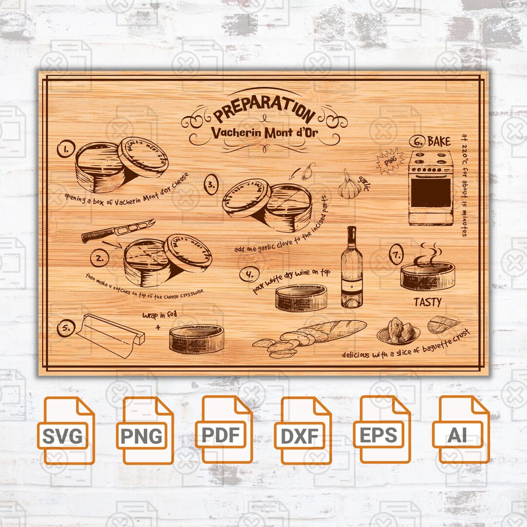 Preparation Vacherin Mont D'or SVG File Cute Charcuterie Board SVG ...