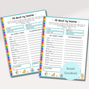 Back to School Teacher Survey Template Teacher Survey All - Etsy