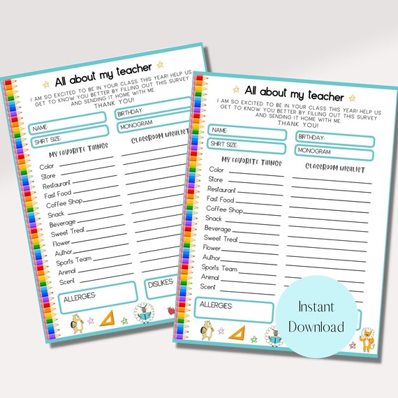 Back to School Teacher Survey Template Teacher Survey All - Etsy