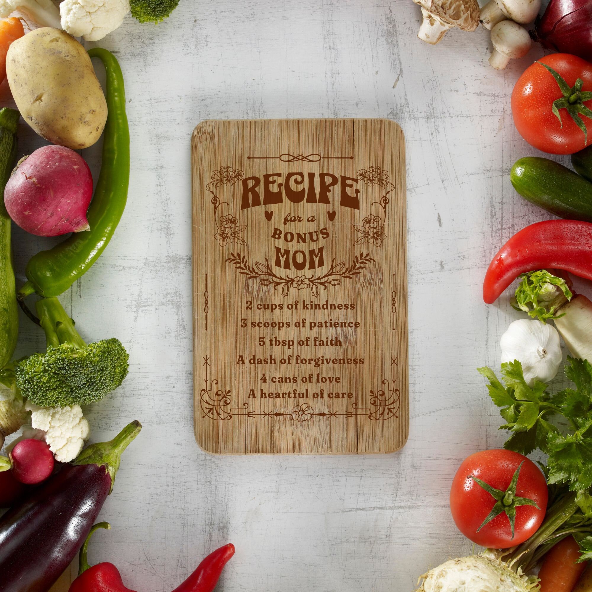 Bonus Mom Recipe SVG File: Kitchen Sign, Cutting Board Design (digital ...