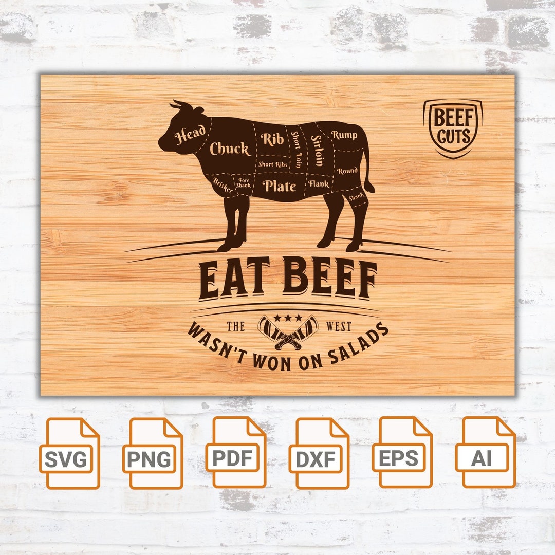 Eat Beef SVG File| Beef Cuts Grill Master| Cutting Board| Cute ...
