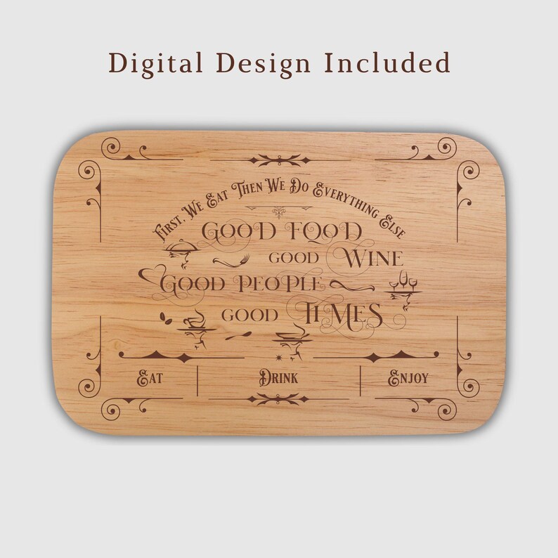 Charcuterie Board SVG – Eat Drink Enjoy Kitchen Quote | Cutting Board ...