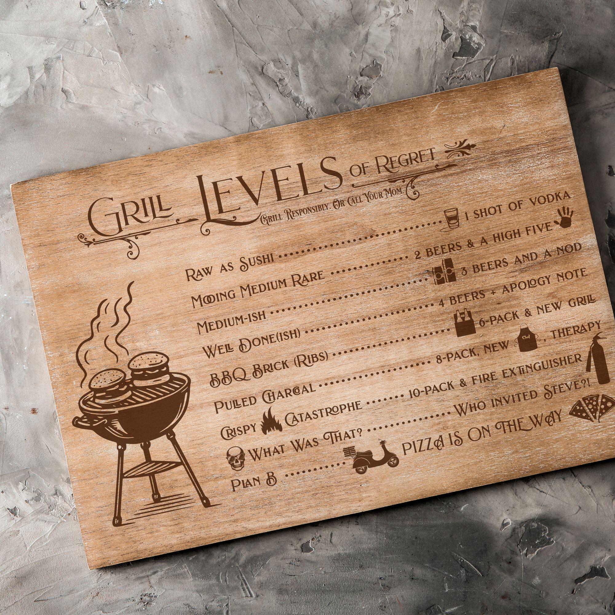 Funny BBQ Grill Chart SVG File: Grillmaster Cutting Board Design ...