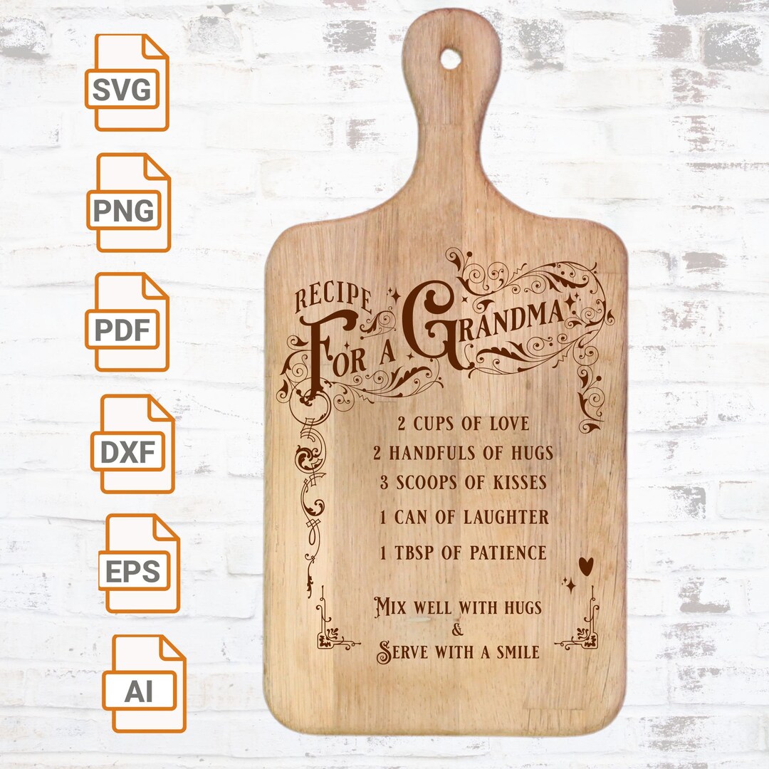 Grandma Recipe Cutting Board Laser Engrave File SVG - Etsy