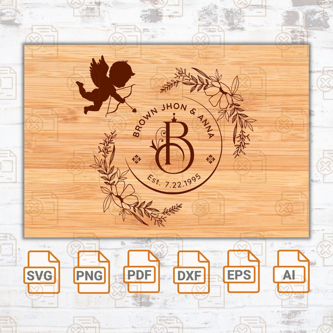 Angel| Personalized Board| Glowforge| Couple Cutting Board SVG| Custom ...