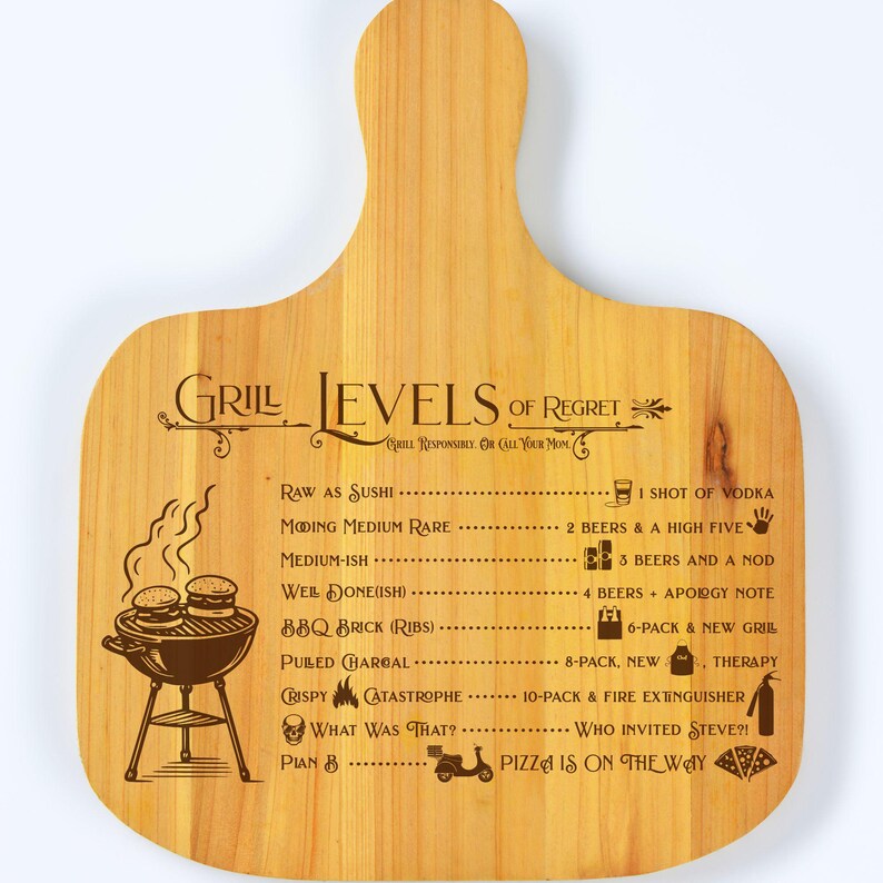 Funny BBQ Grill Chart SVG File: Grillmaster Cutting Board Design ...