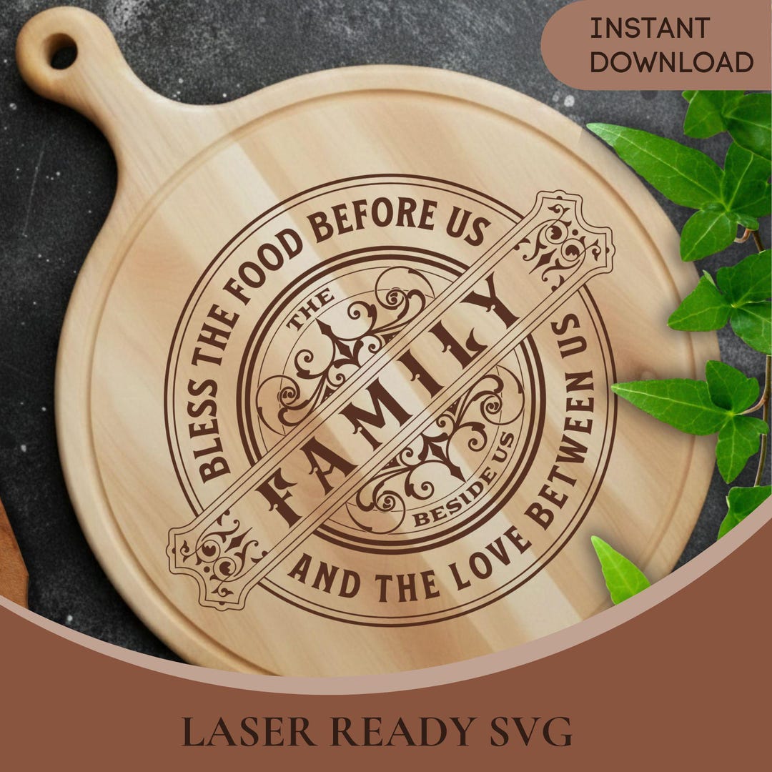 Christian Charcuterie & Cutting Board SVG | Bless the Food Kitchen Laser Engraving SVG for ...