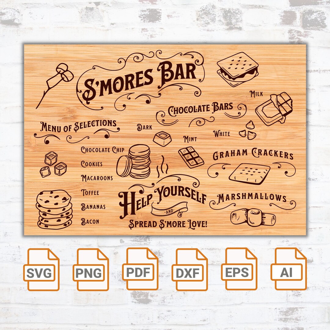 S'mores Bar SVG: Smorcuterie Board, Camping Design (digital Download ...