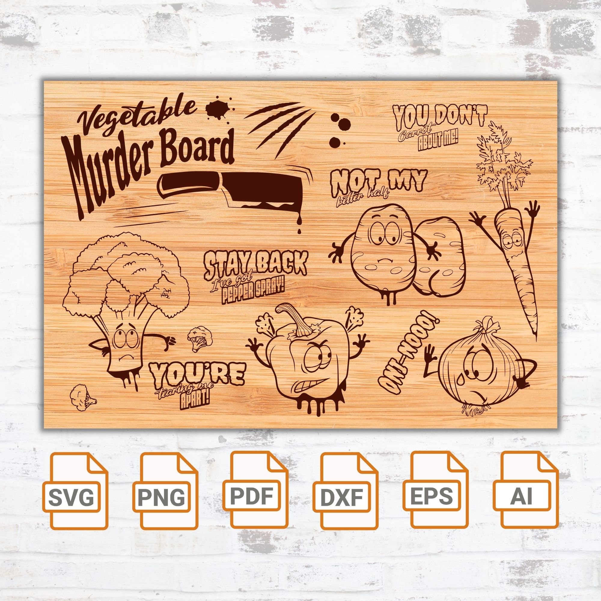 Vegetable Murder Board Svg File| Cutting Board SVG| Cricut| Cut Files ...