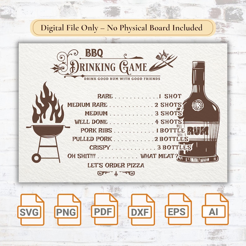 BBQ Drinking Game SVG – Funny Barbecue Rules Sign – Grill Party Wall ...
