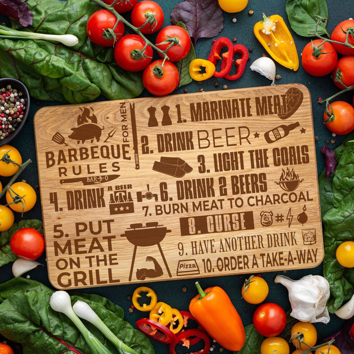 BBQ Grill Chart SVG: Grillmaster Cutting Board Design (digital Download ...