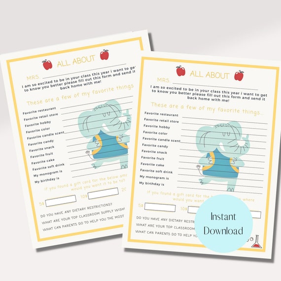 Back to School Teacher Survey Template Teacher Survey All - Etsy