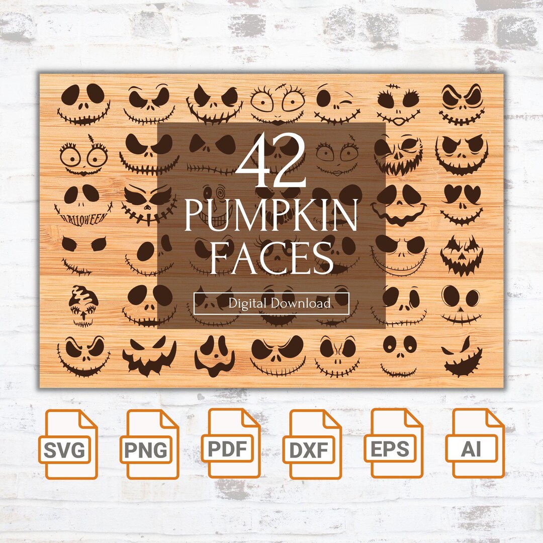Pumpkin Faces SVG PNG Bundle| Girl Cute Jack O Lantern SVG| Halloween ...